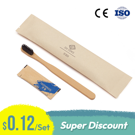 Wholesale Six Cow Eco-Friendly Hotel Bamboo Toothbrush with Toothpaste ...