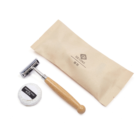 Six Cow Biodegradable Bamboo Handle Men Shaving Razor Shaving Cream Kit ...